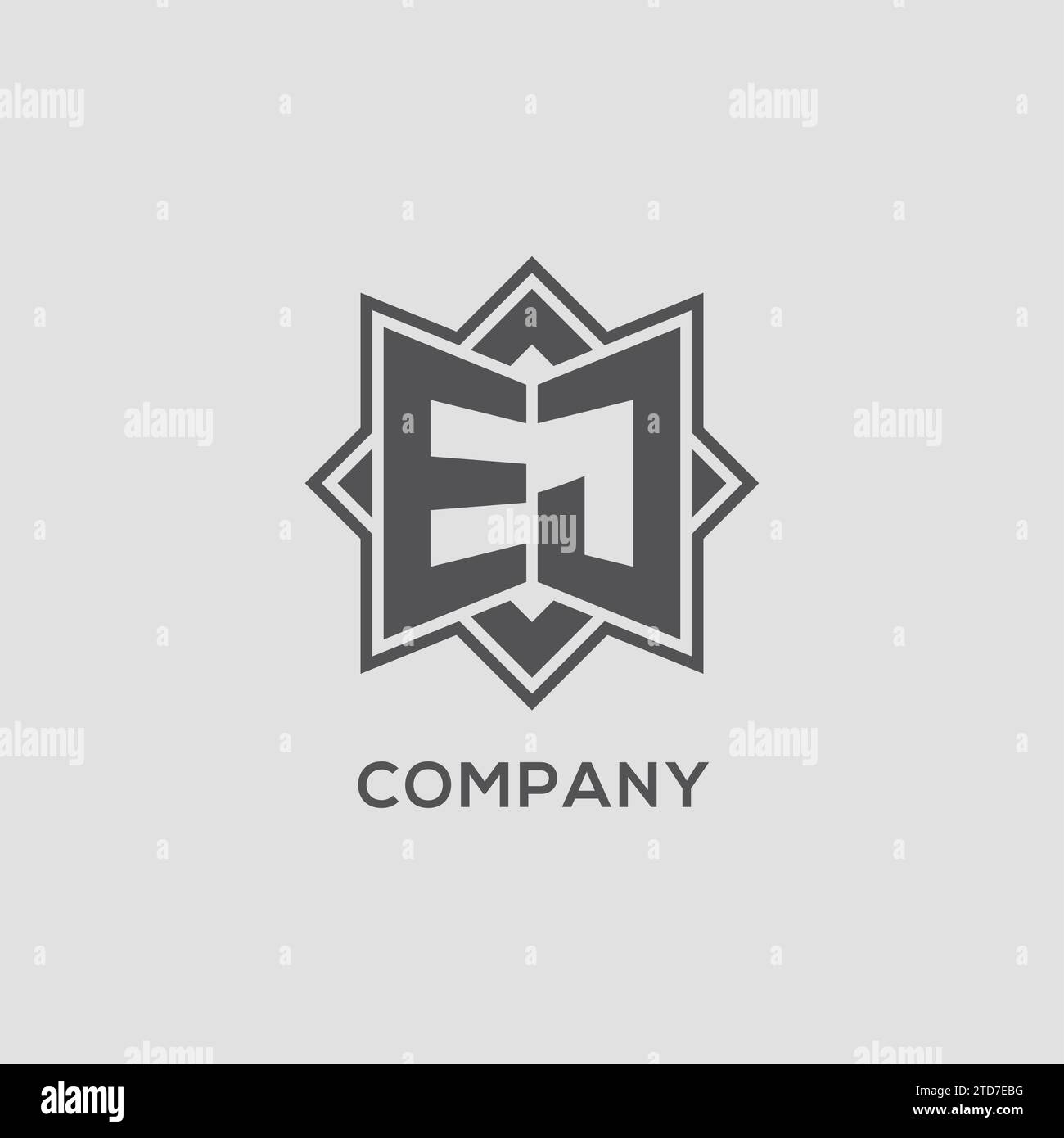 Monogram EJ logo with eight point star style design vector graphic ...