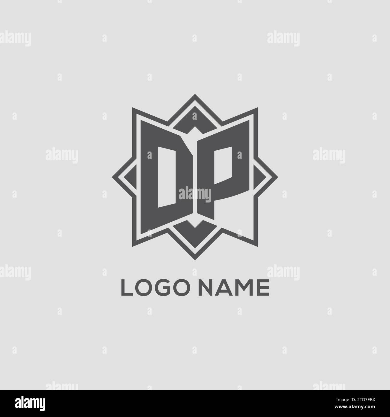 Monogram DP logo with eight point star style design vector graphic ...