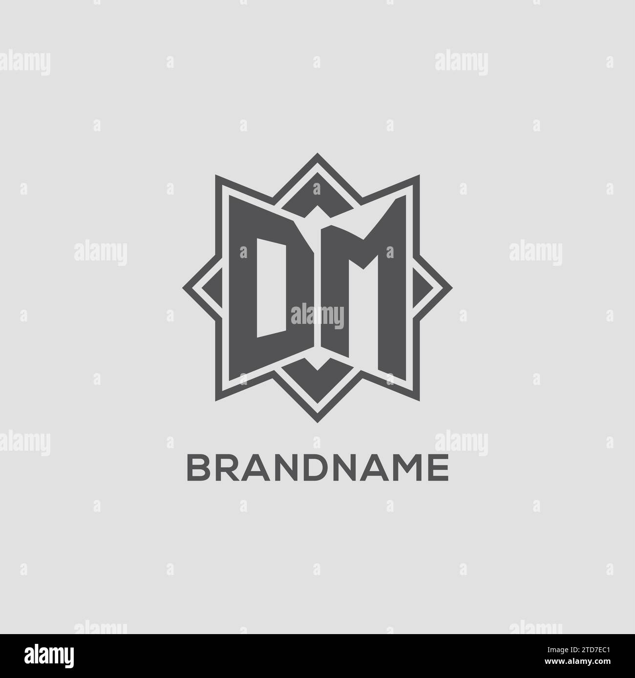Monogram DM logo with eight point star style design vector graphic ...