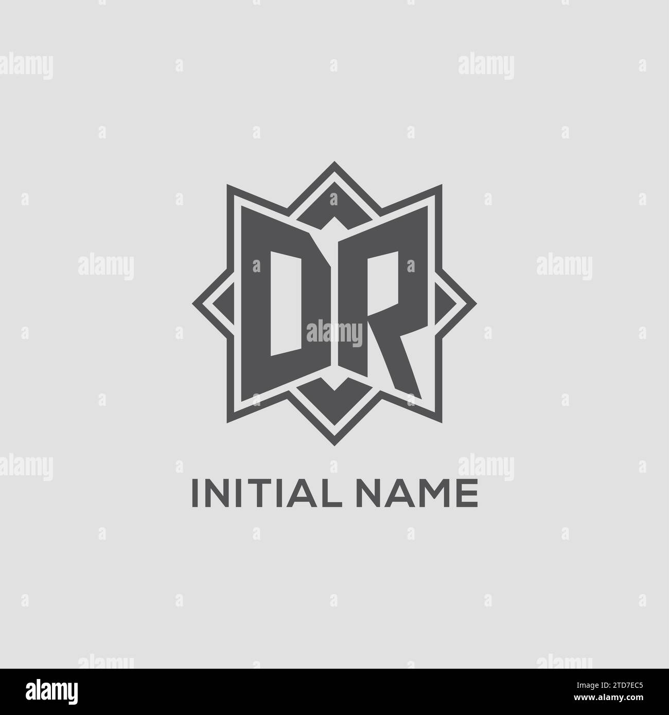 Monogram DR logo with eight point star style design vector graphic ...