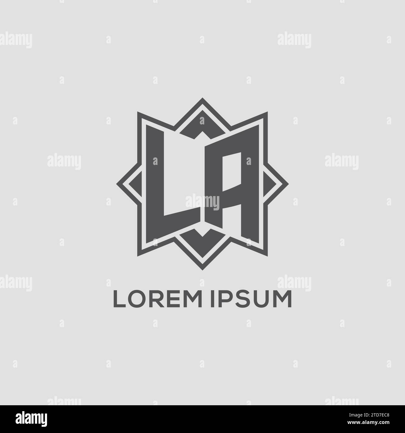 Monogram LA logo with eight point star style design vector graphic ...