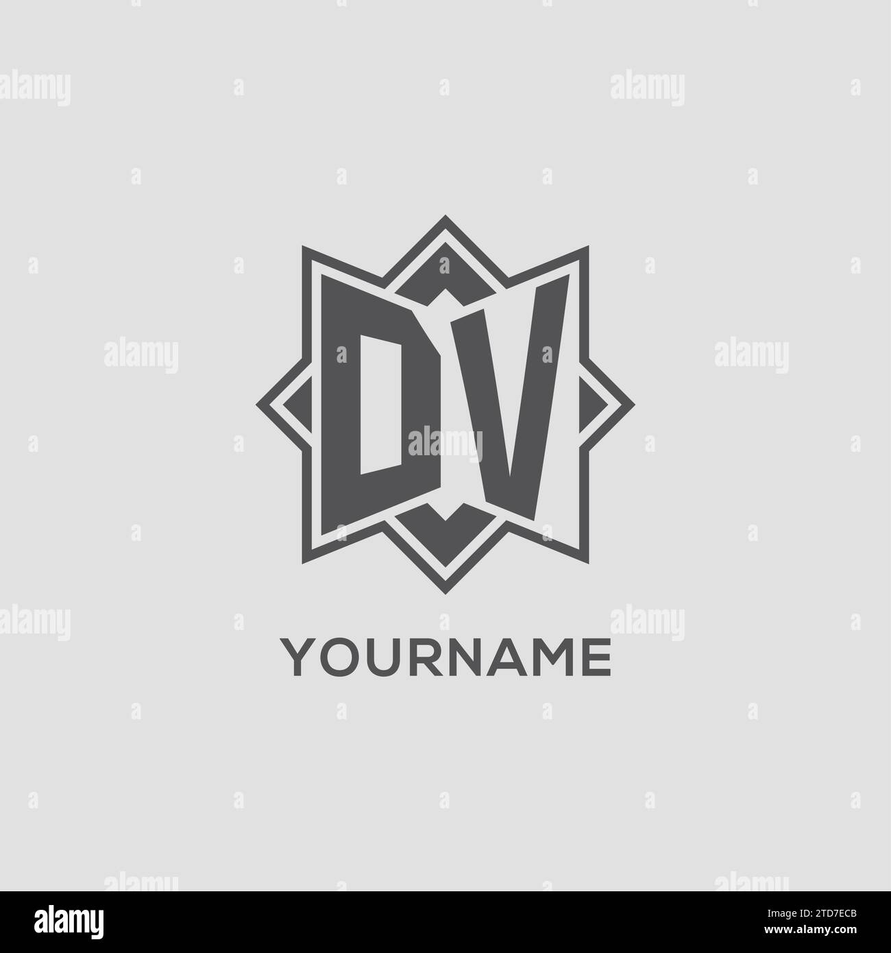 Monogram DV logo with eight point star style design vector graphic ...