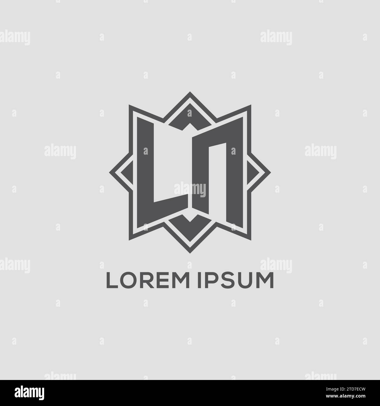 Monogram LN logo with eight point star style design vector graphic ...