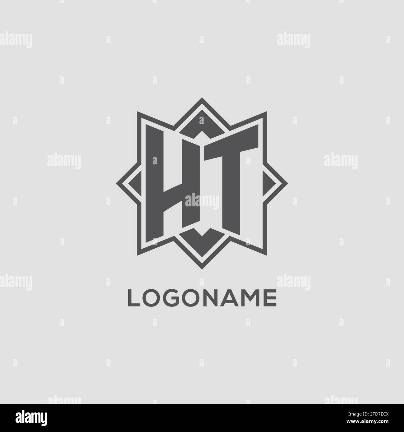 Monogram HT logo with eight point star style design vector graphic ...