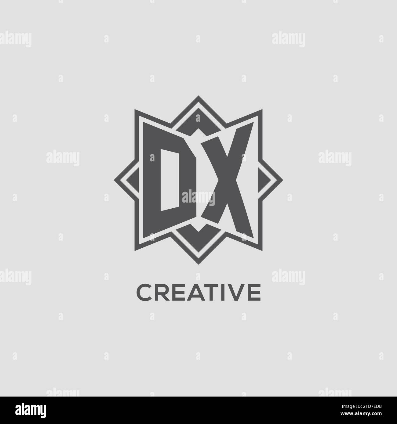 Monogram DX logo with eight point star style design vector graphic ...