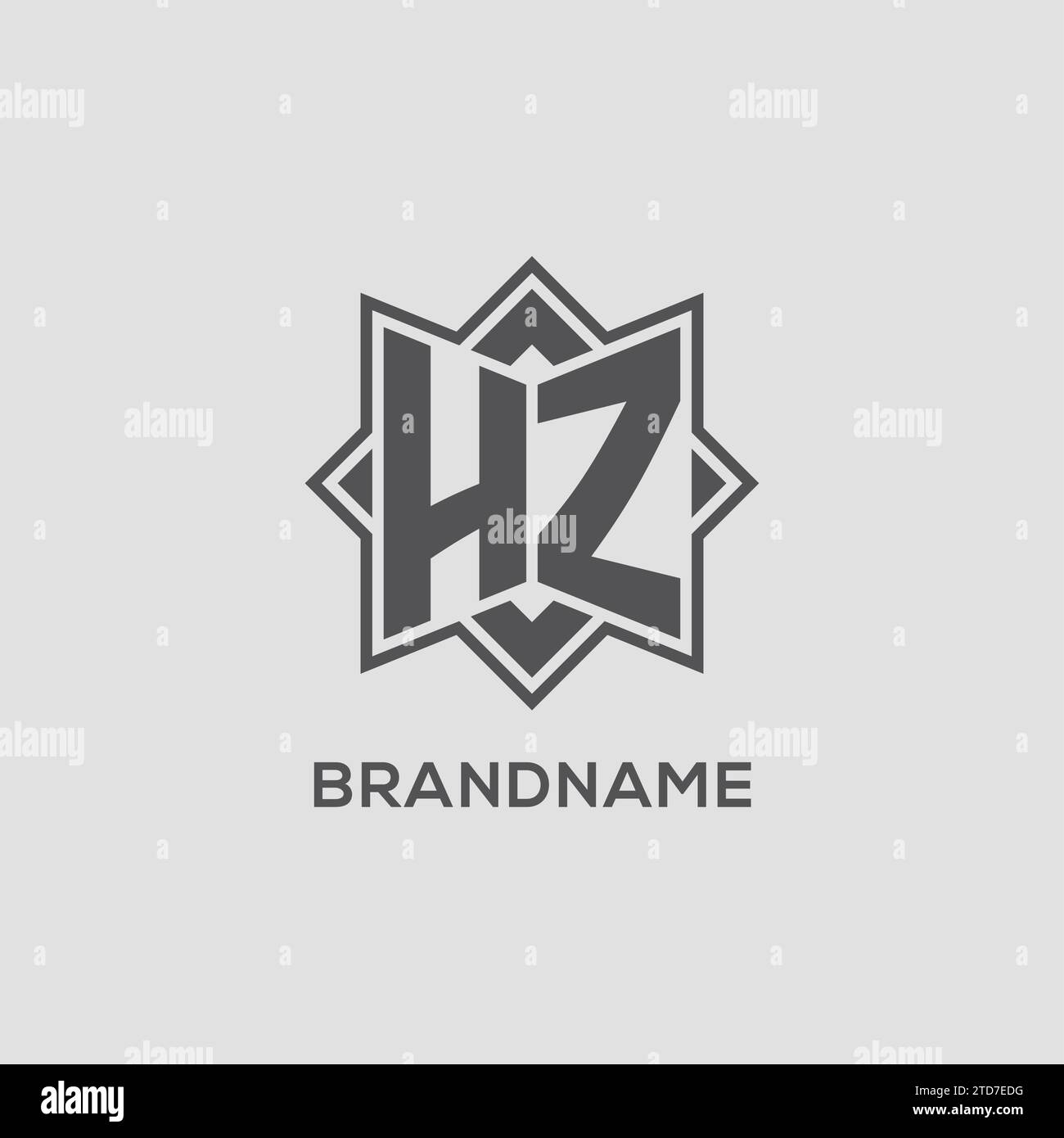 Monogram HZ logo with eight point star style design vector graphic ...
