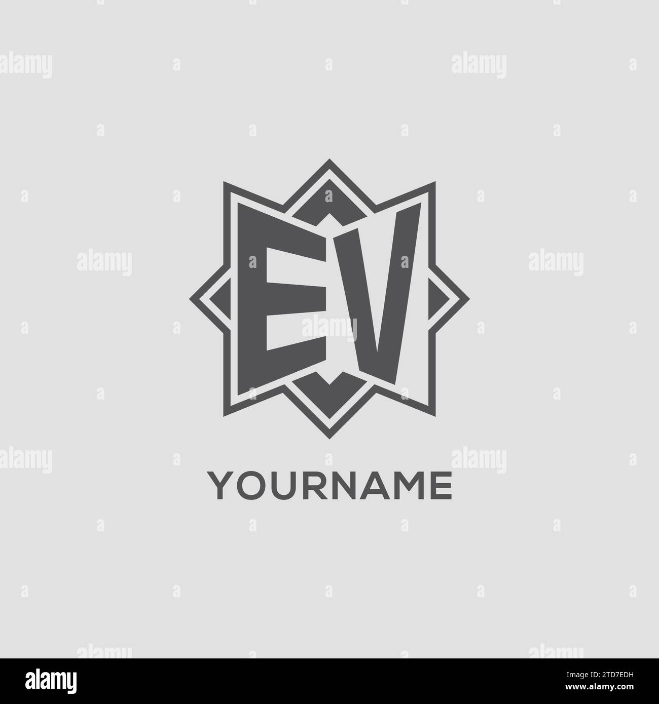 Monogram EV logo with eight point star style design vector graphic ...