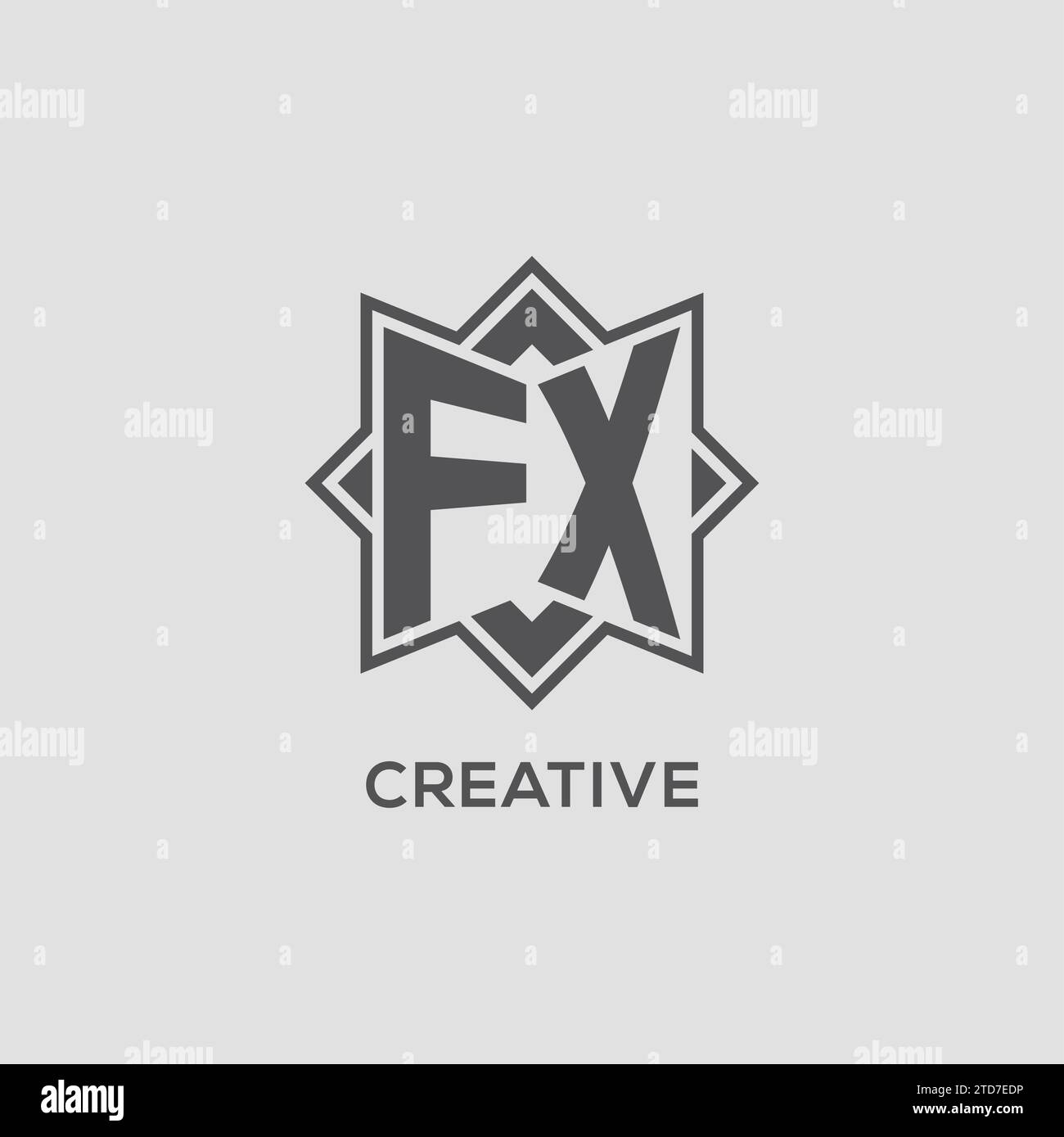 Monogram FX logo with eight point star style design vector graphic ...