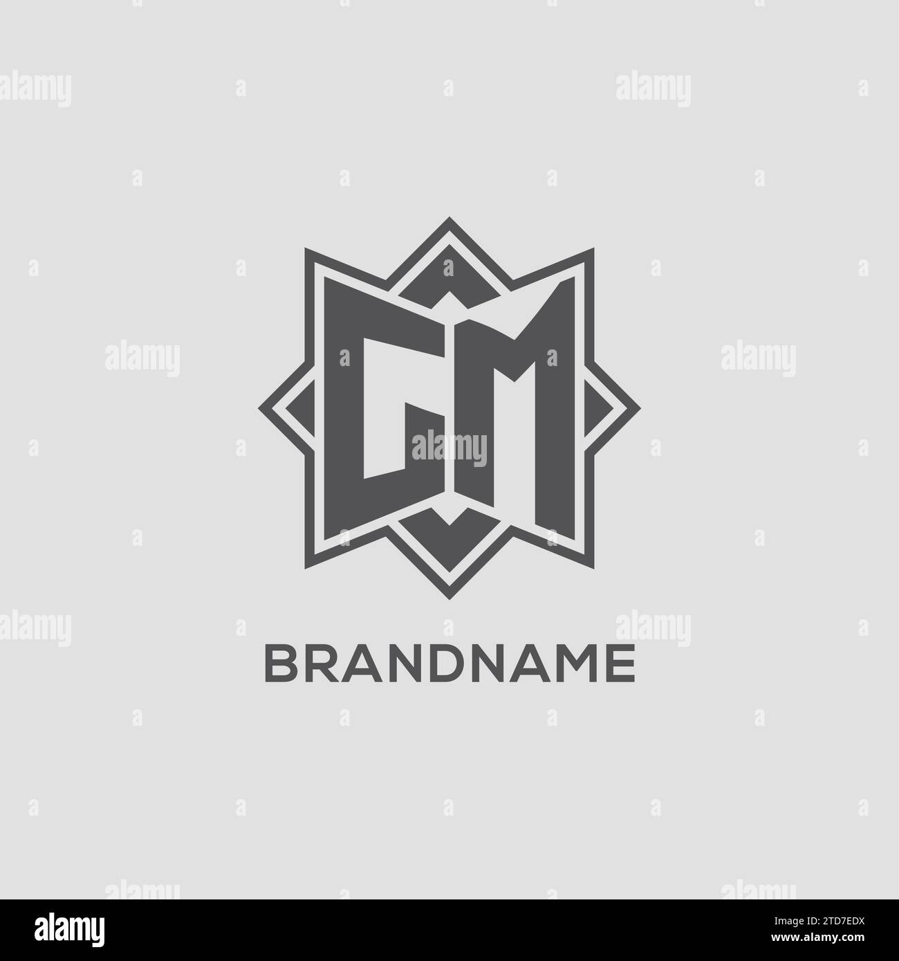 Monogram GM logo with eight point star style design vector graphic ...