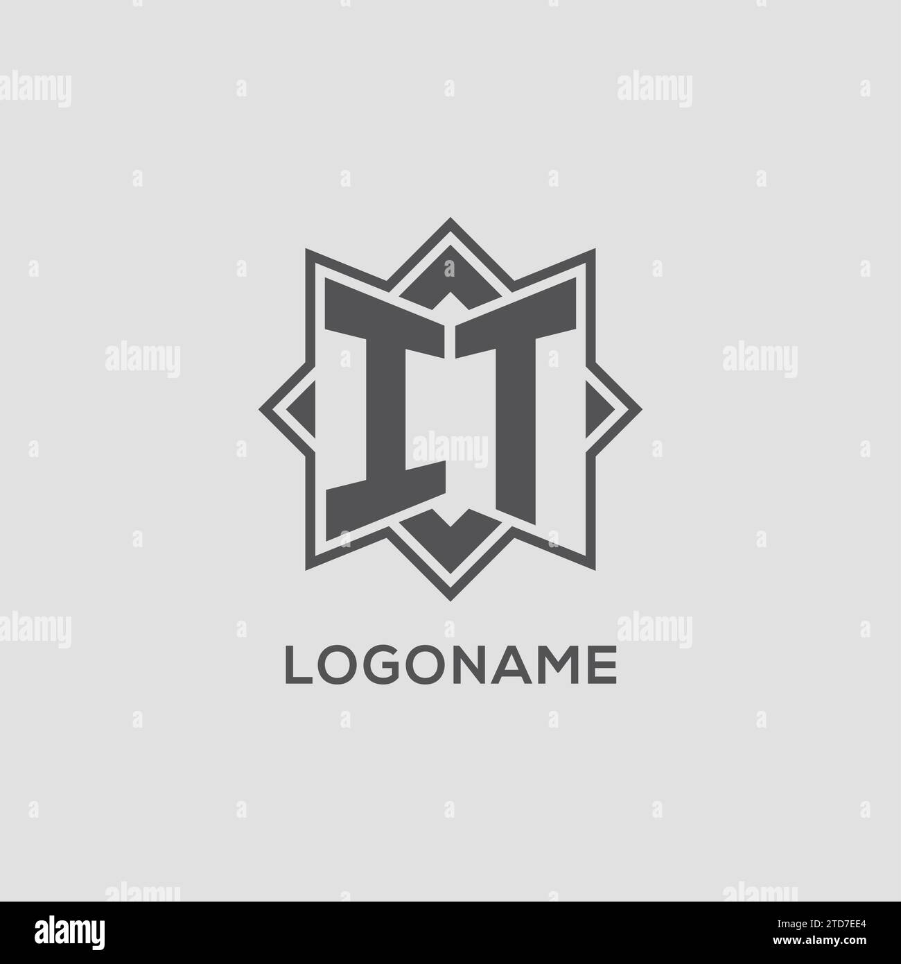 Monogram IT logo with eight point star style design vector graphic ...
