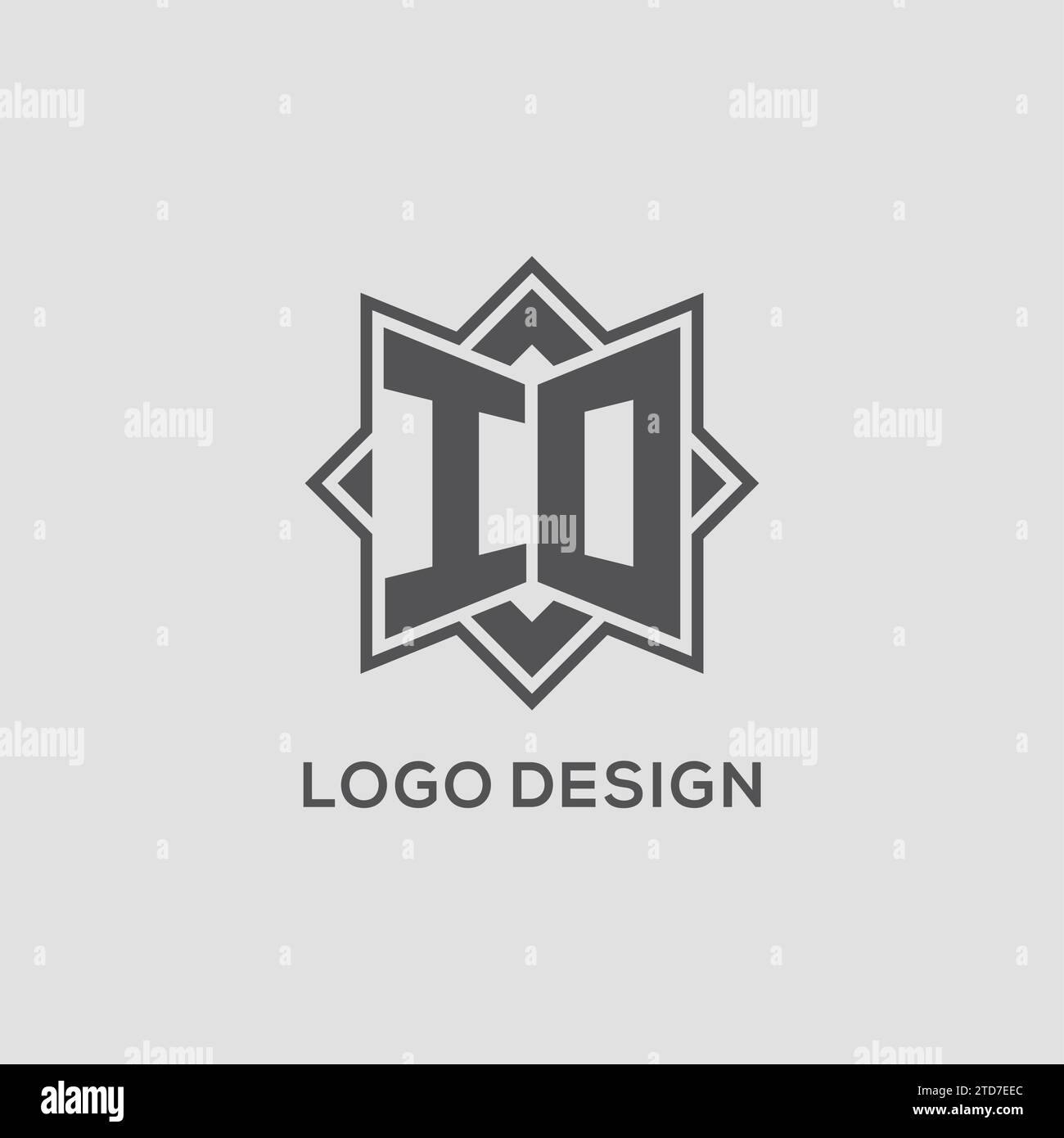 Monogram IO logo with eight point star style design vector graphic ...