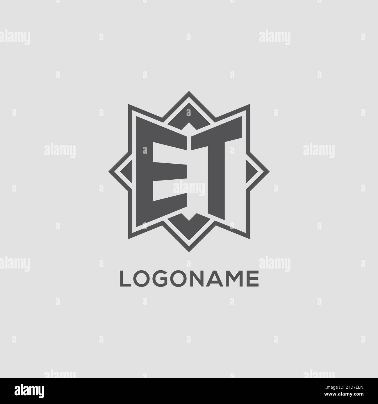 Monogram ET logo with eight point star style design vector graphic ...