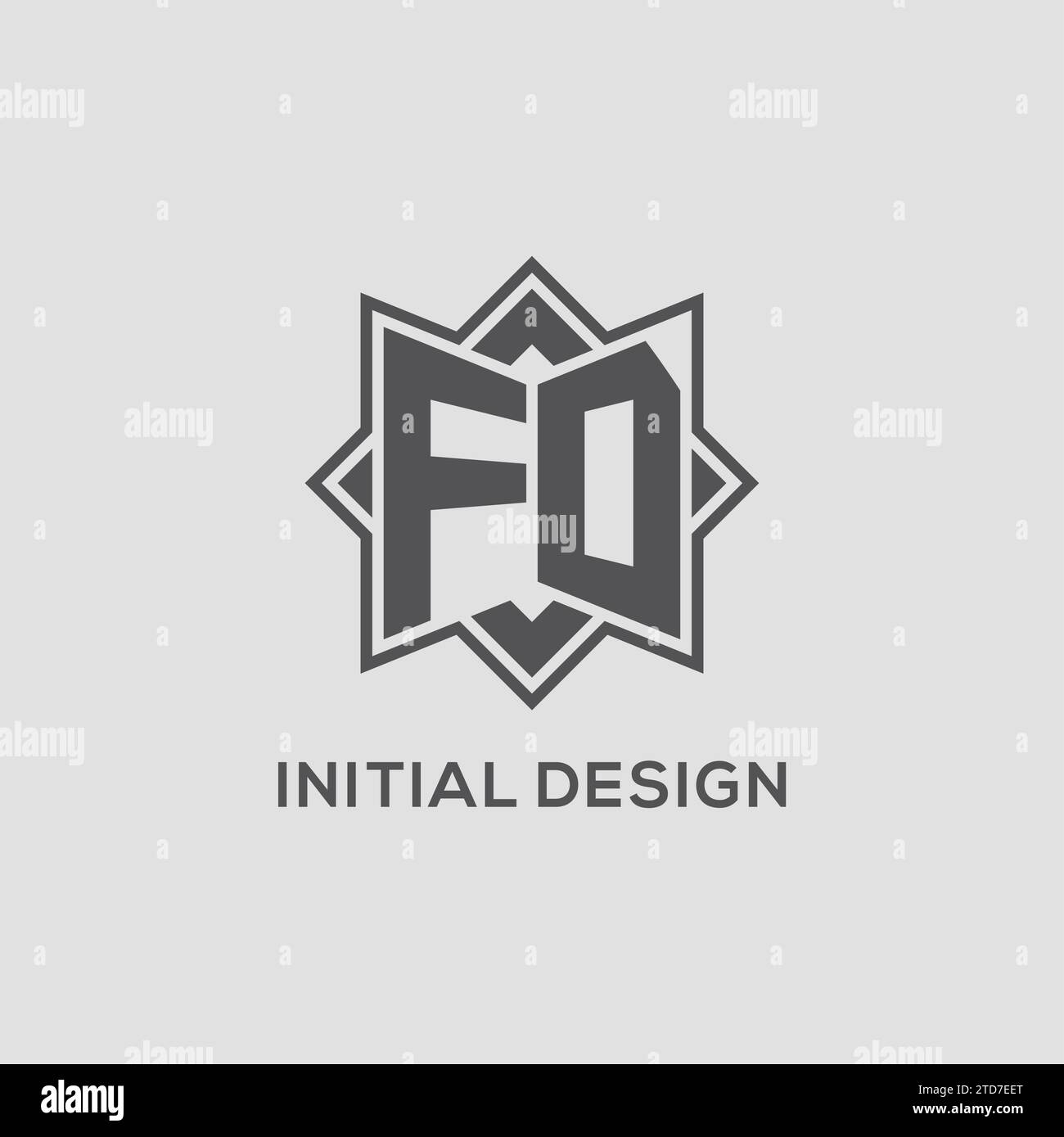 Monogram FD logo with eight point star style design vector graphic ...