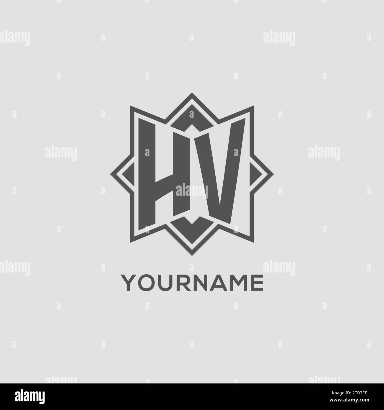 Monogram HV logo with eight point star style design vector graphic ...