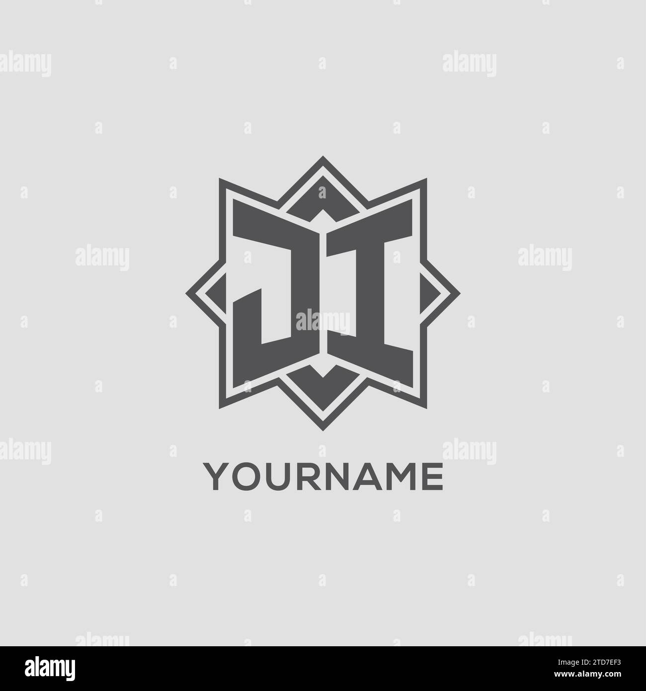 Monogram JI logo with eight point star style design vector graphic ...