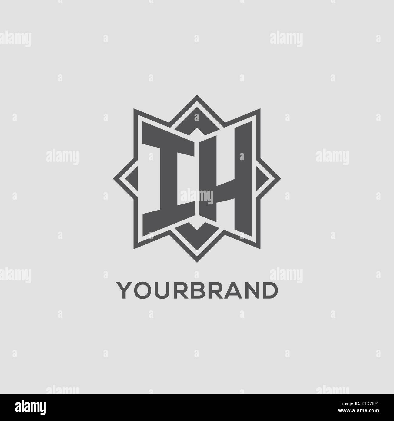 Monogram IH logo with eight point star style design vector graphic ...
