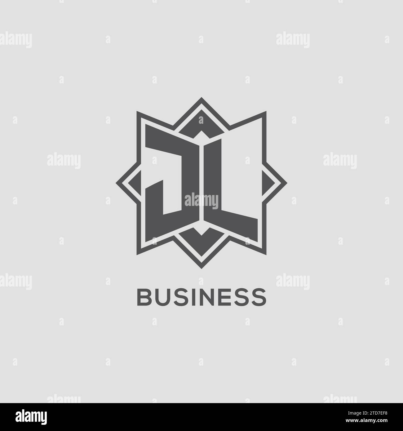 Monogram JL logo with eight point star style design vector graphic ...