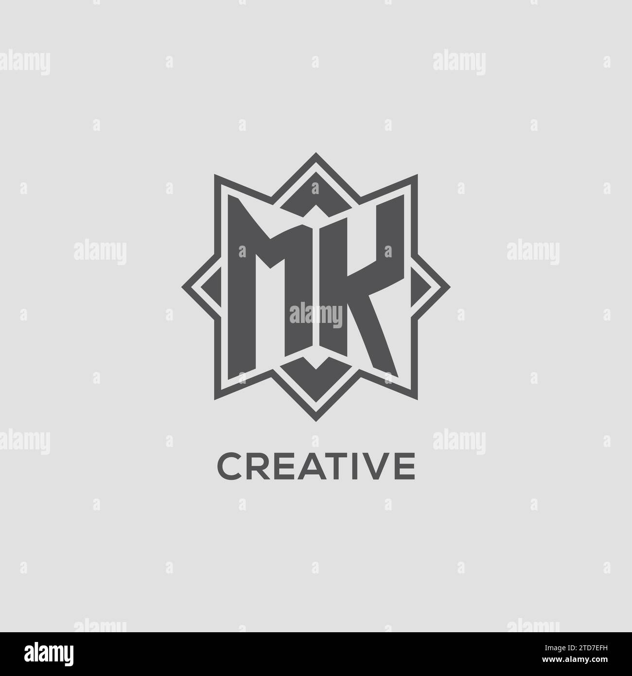 Monogram MK logo with eight point star style design vector graphic ...