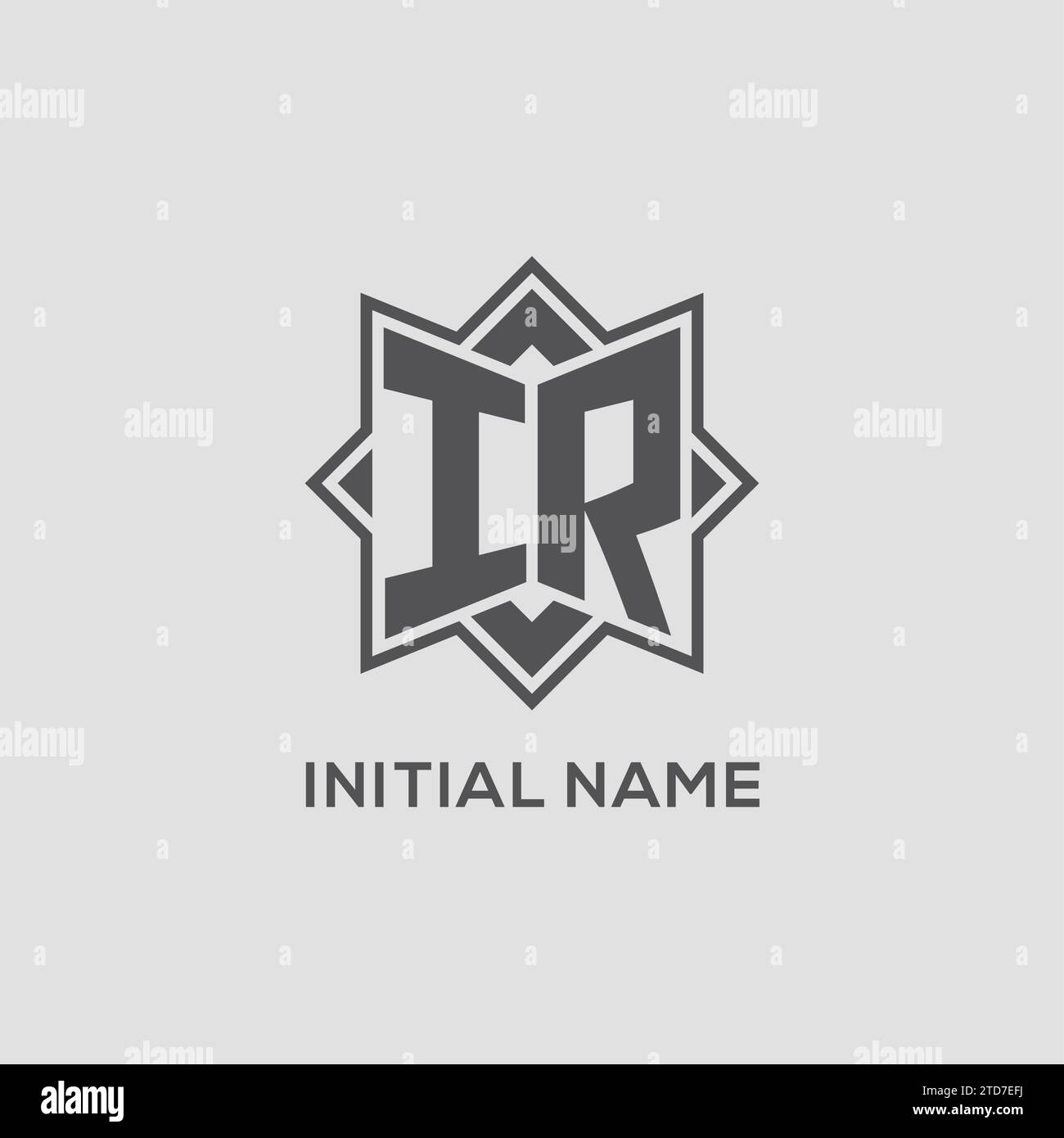 Monogram IR logo with eight point star style design vector graphic ...
