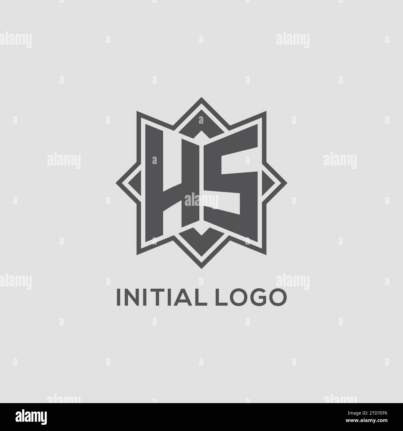 Monogram HS logo with eight point star style design vector graphic ...