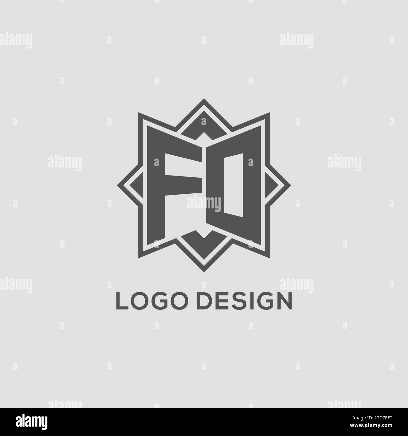 Monogram FO logo with eight point star style design vector graphic ...