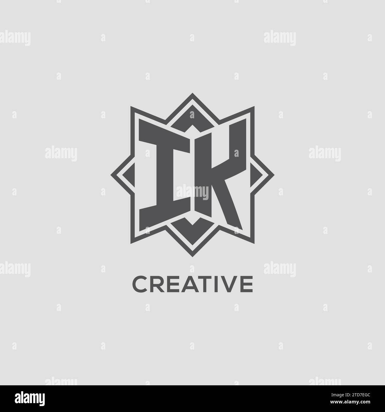 Monogram IK logo with eight point star style design vector graphic ...