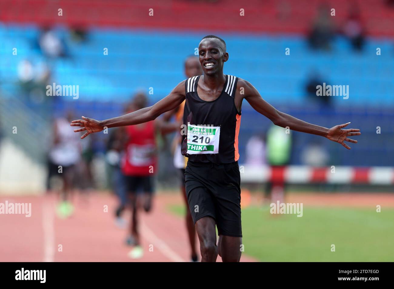NAIROBI, KENYA - DECEMBER 16; Silas Sentura celebrates winning 5000m ...