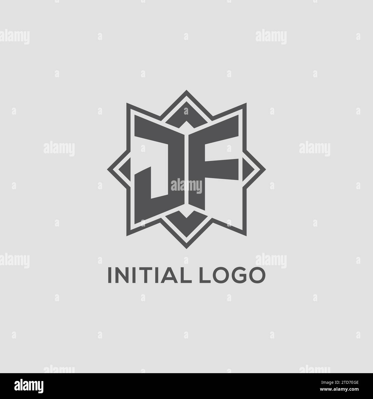 Monogram JF logo with eight point star style design vector graphic ...