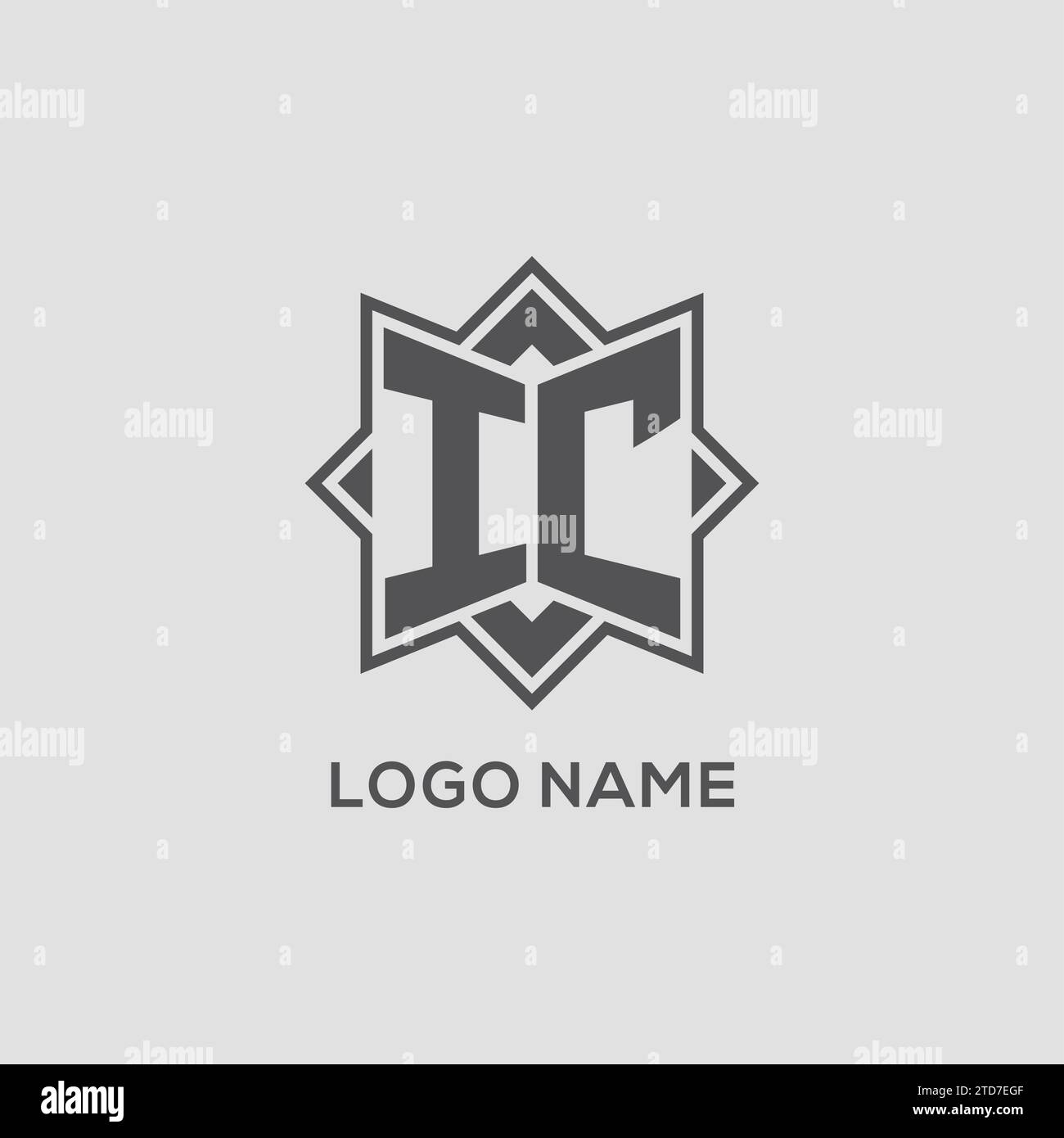 Monogram IC logo with eight point star style design vector graphic Stock Vector Image & Art - Alamy