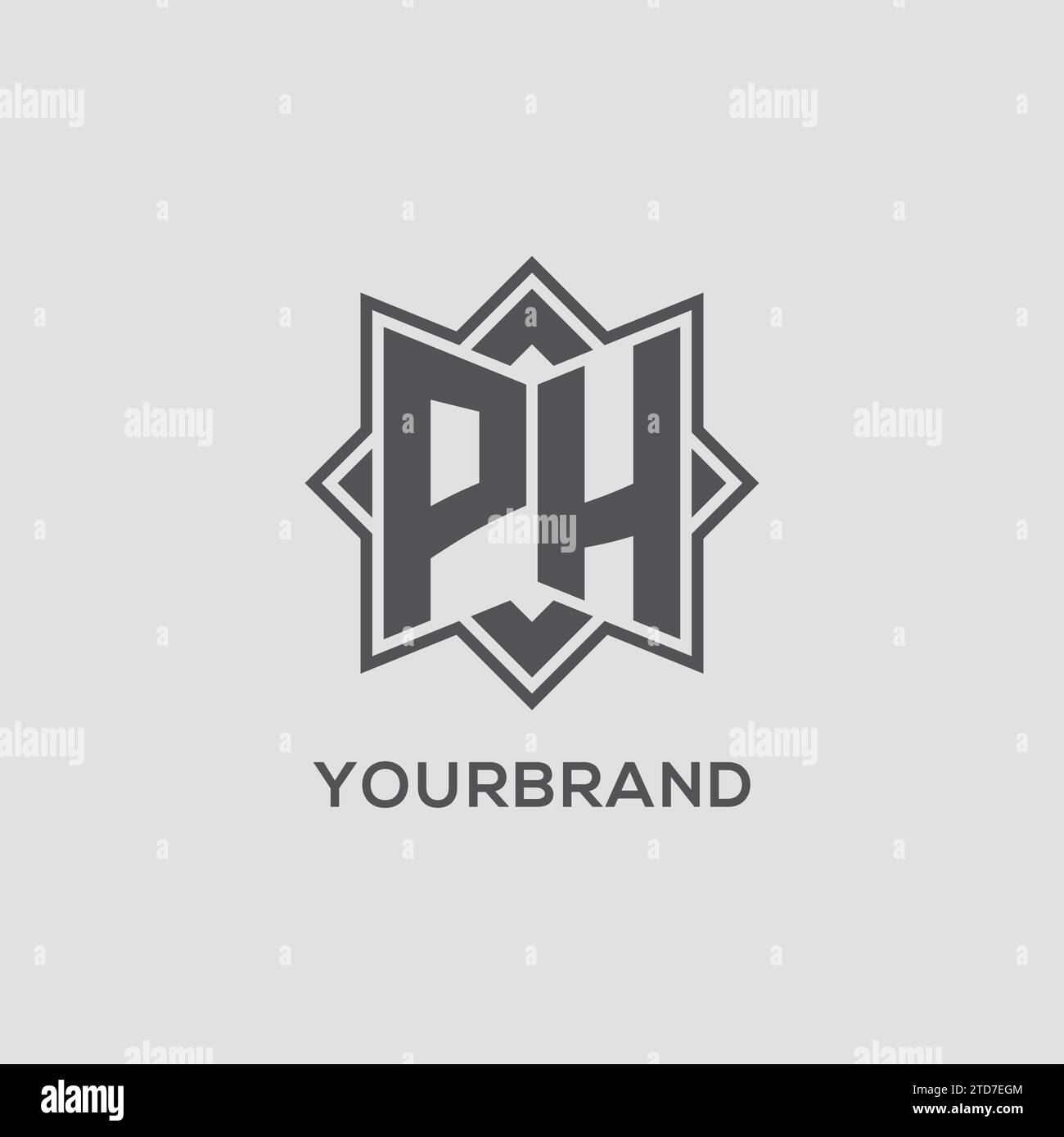 Monogram PH logo with eight point star style design vector graphic ...
