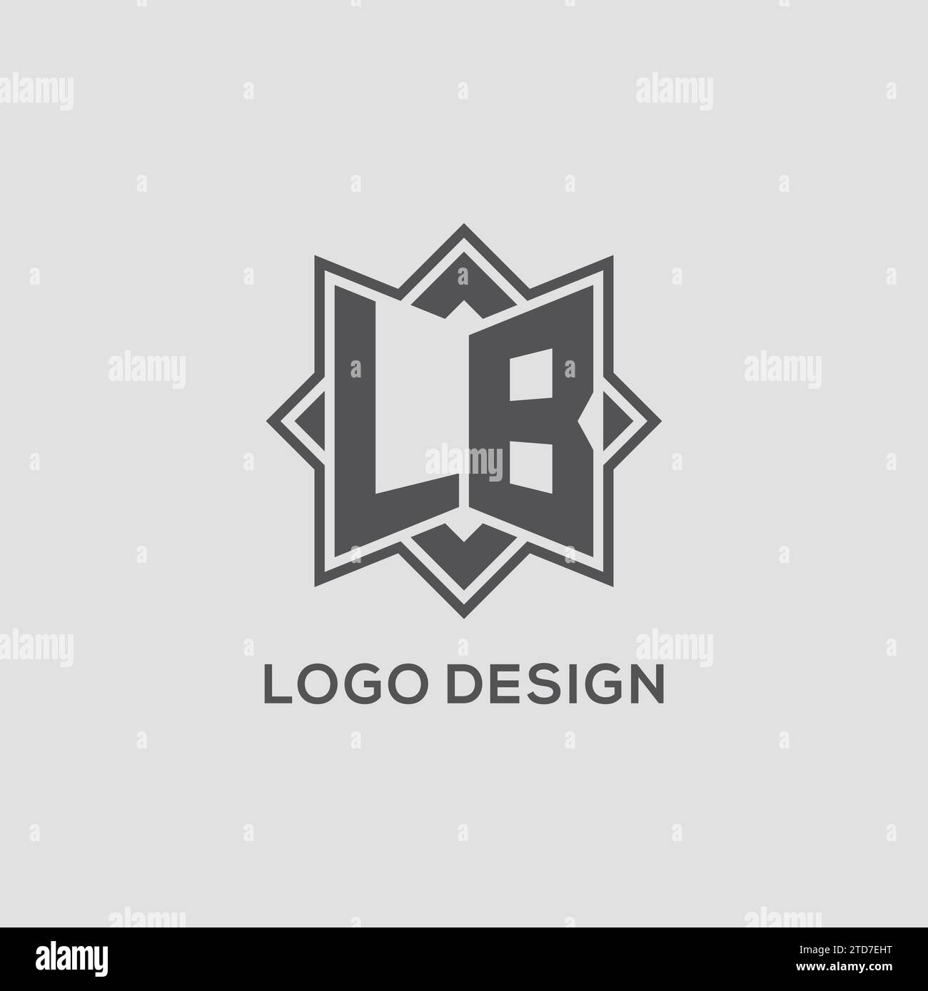 Monogram LB logo with eight point star style design vector graphic ...