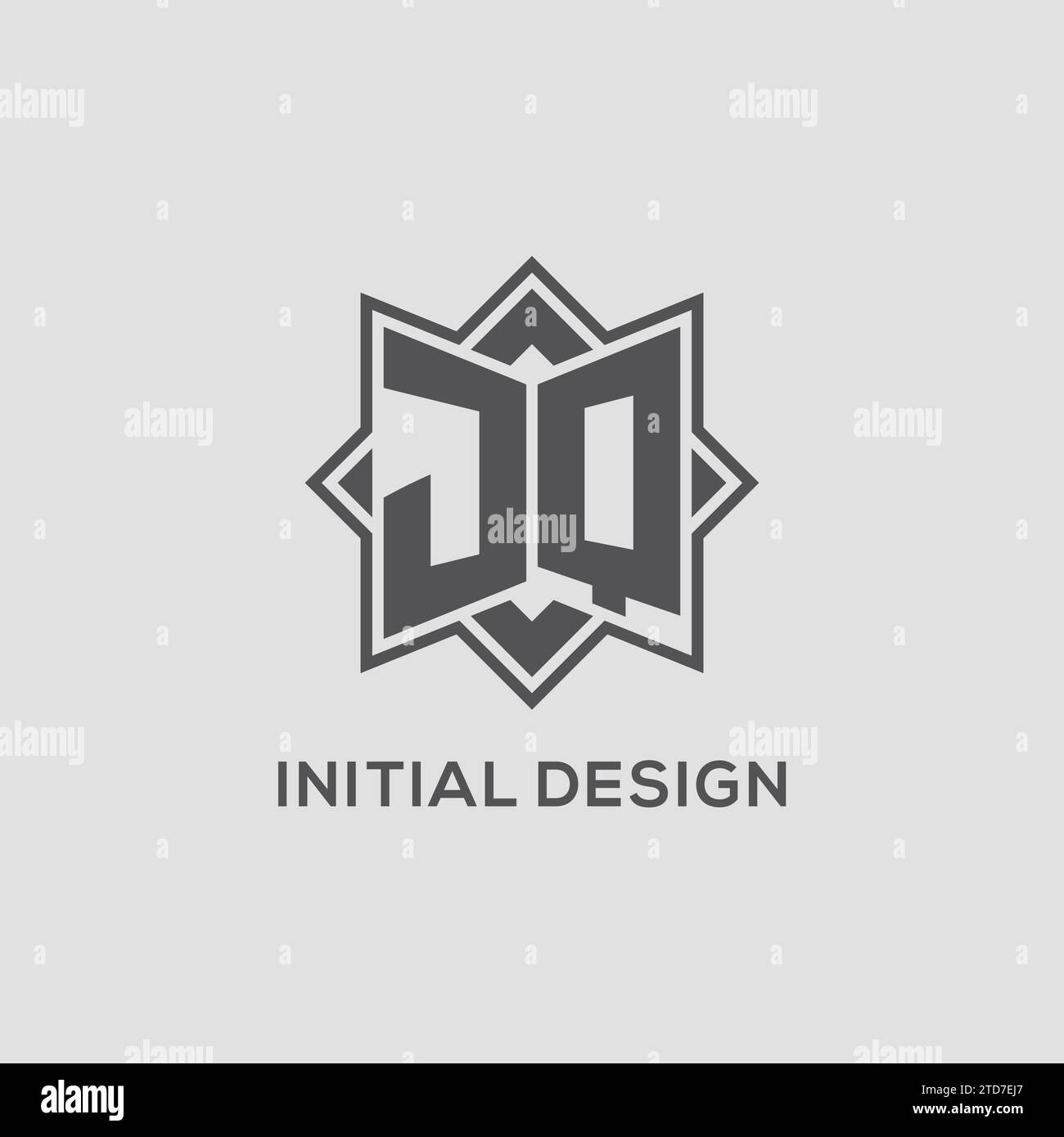Monogram JQ logo with eight point star style design vector graphic ...