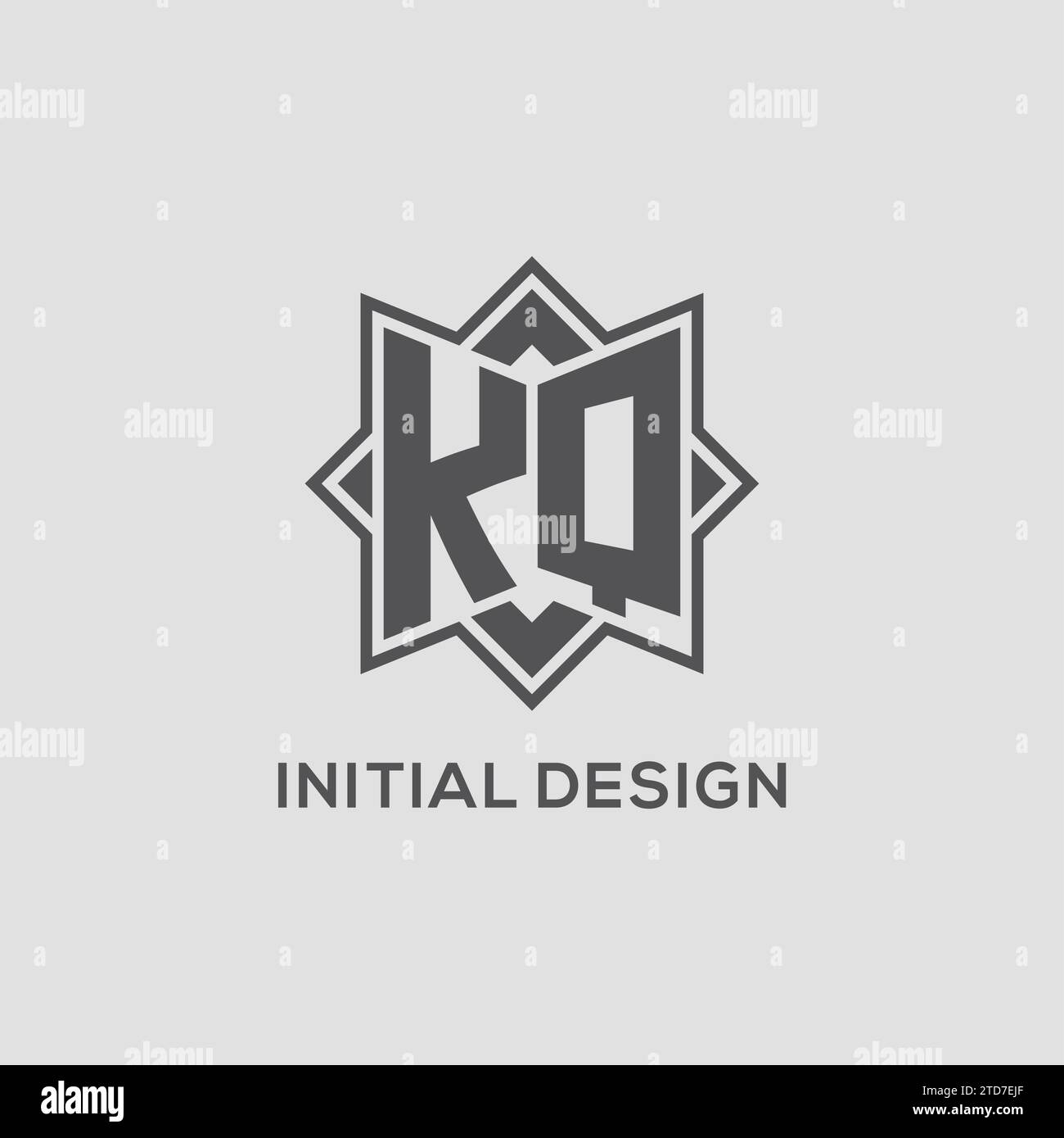 Monogram KQ logo with eight point star style design vector graphic ...