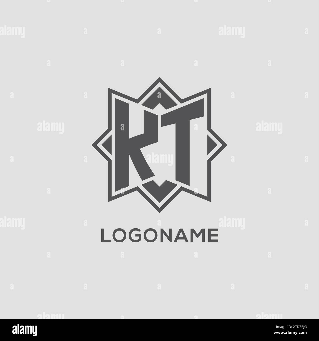 Monogram KT logo with eight point star style design vector graphic ...