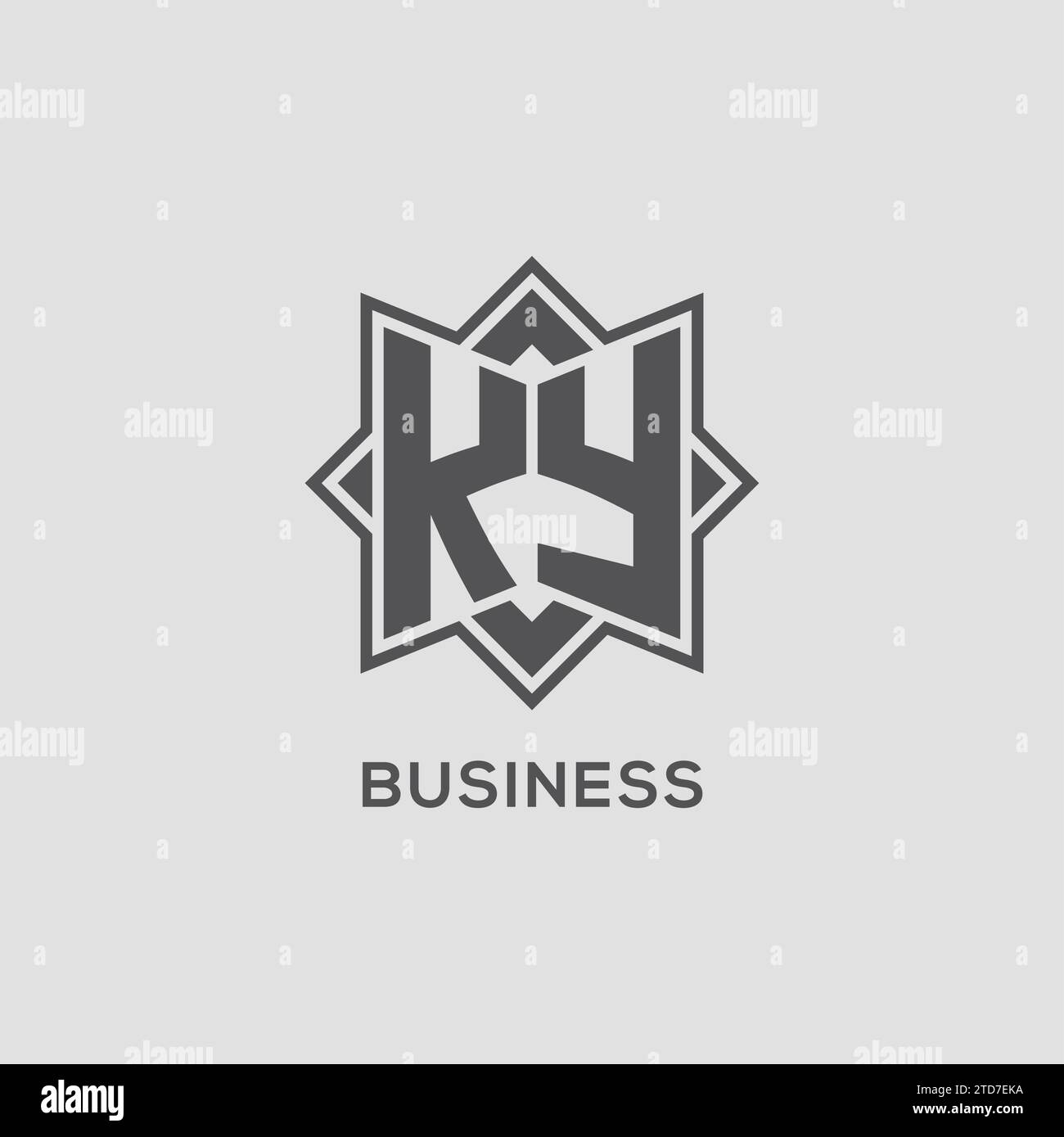 Monogram KY logo with eight point star style design vector graphic ...