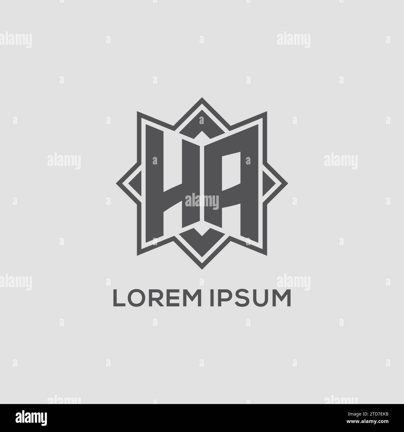 Monogram HA logo with eight point star style design vector graphic ...