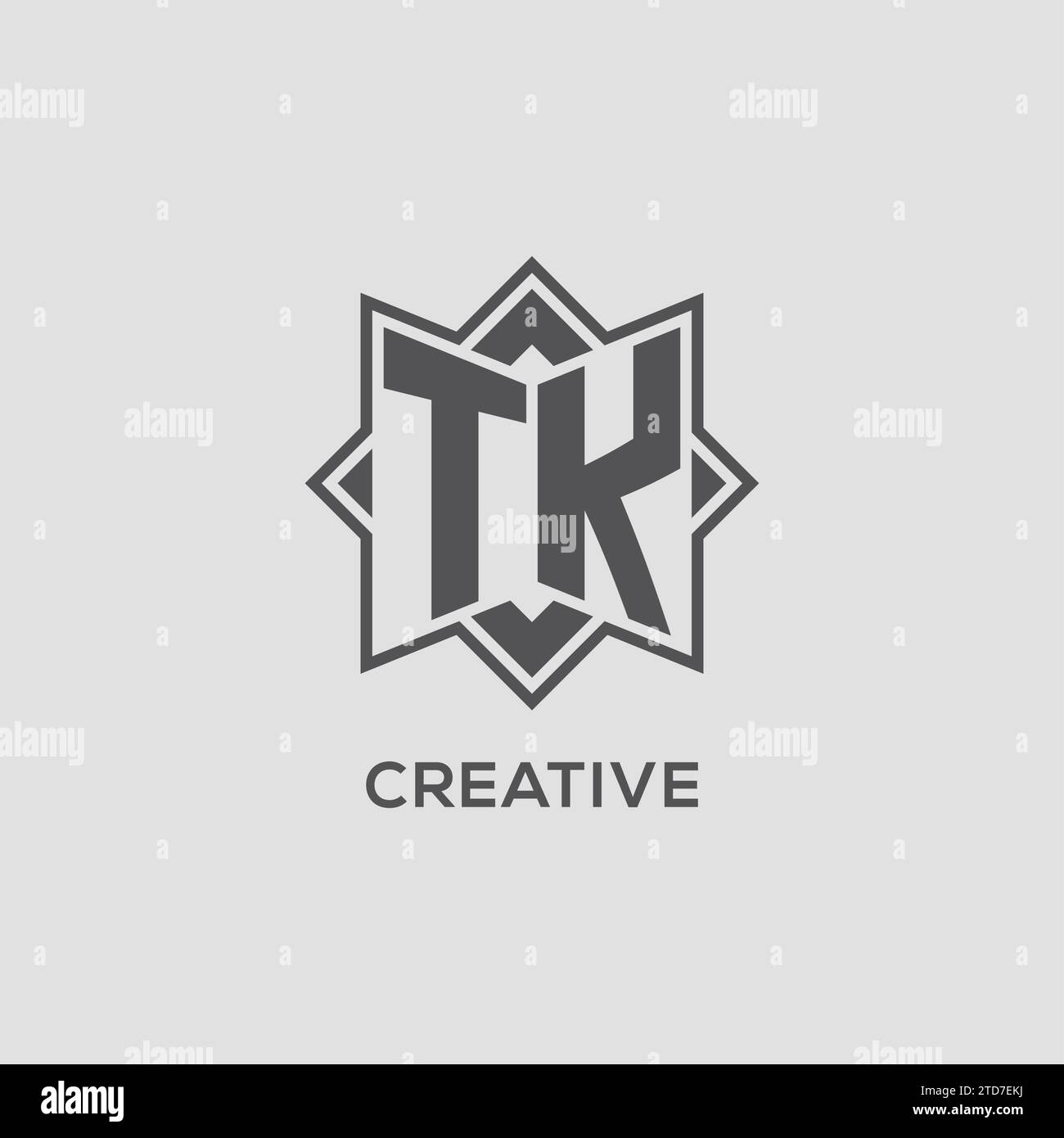 Monogram TK logo with eight point star style design vector graphic ...