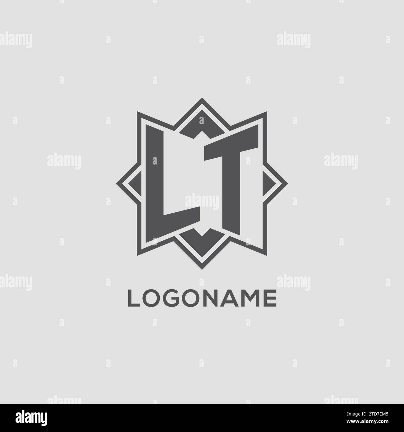 Monogram LT logo with eight point star style design vector graphic ...
