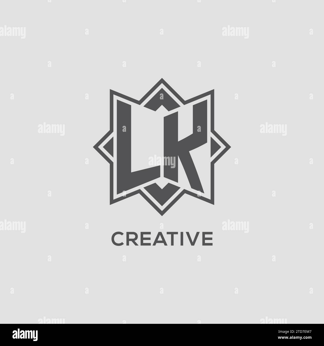 Monogram LK logo with eight point star style design vector graphic ...