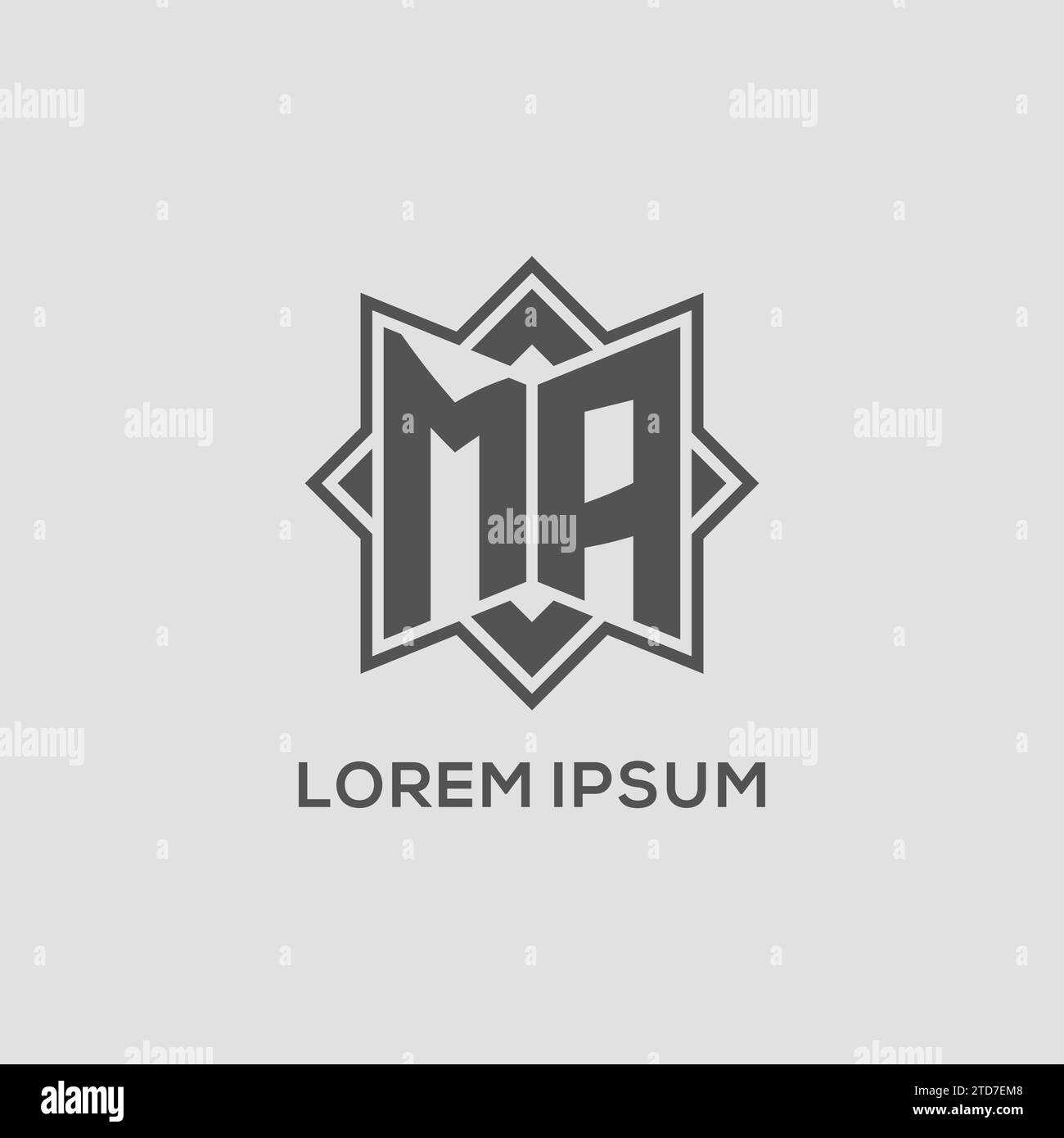 Monogram MA logo with eight point star style design vector graphic ...