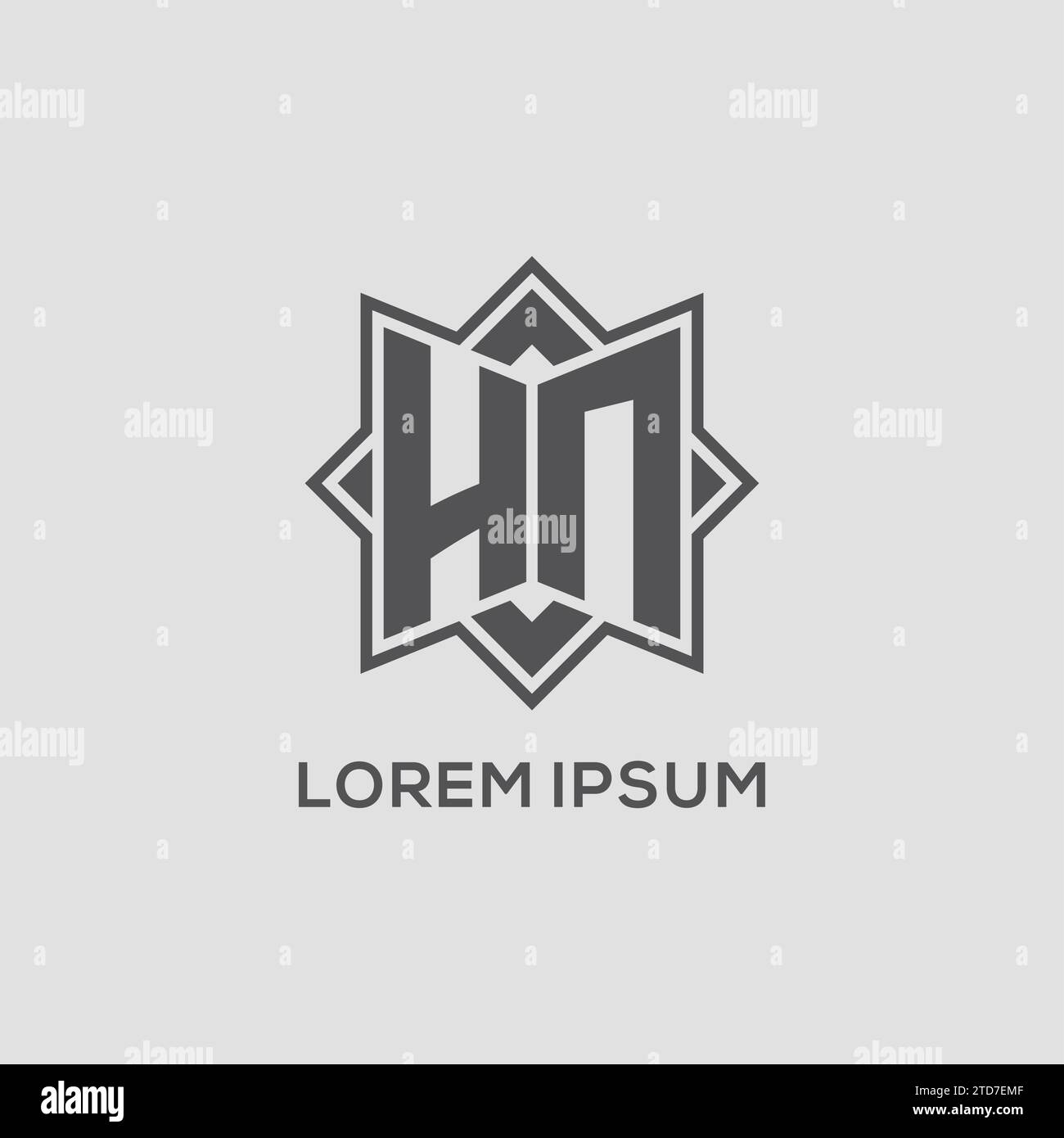 Monogram HN logo with eight point star style design vector graphic ...
