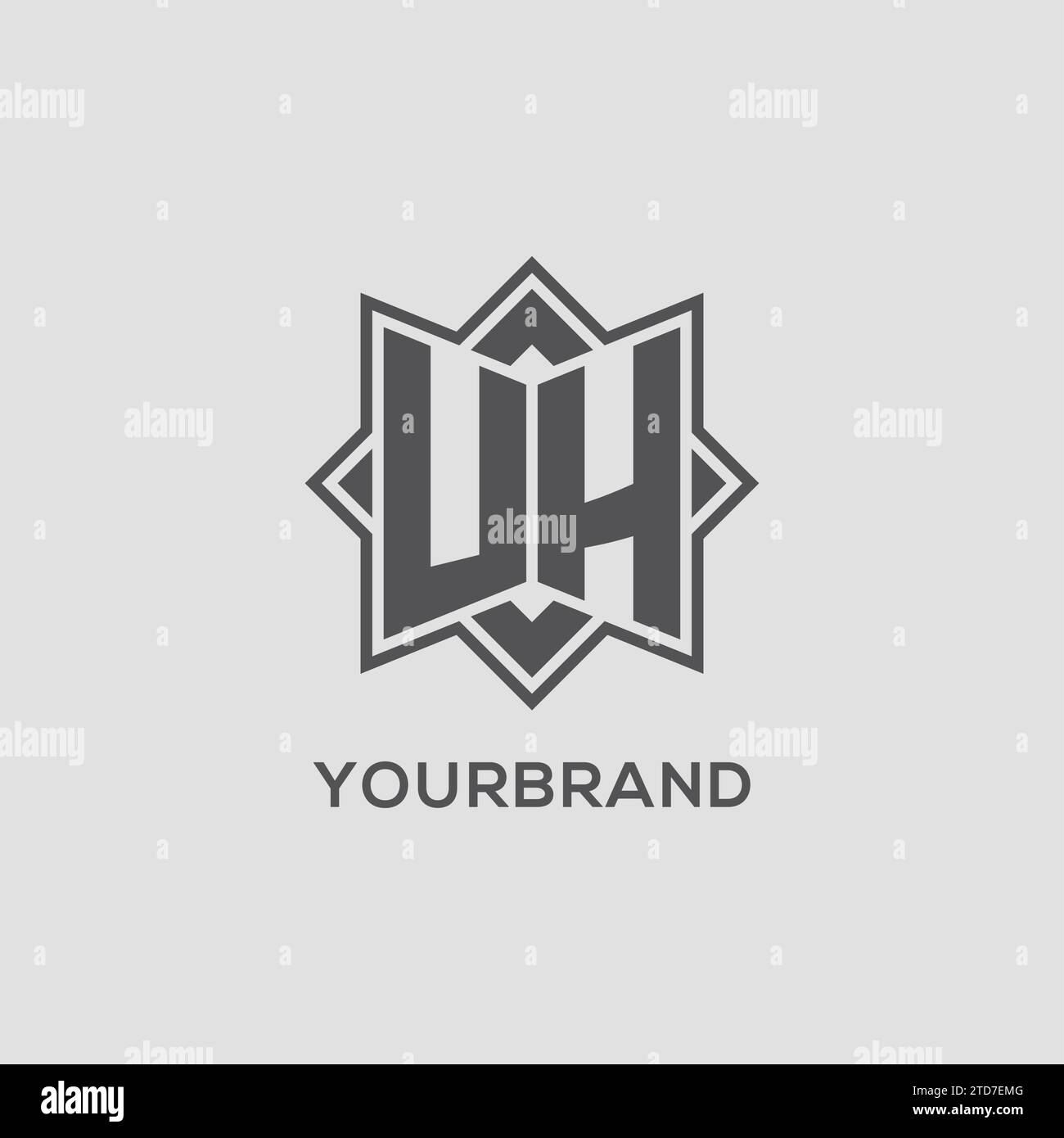 Monogram UH logo with eight point star style design vector graphic ...