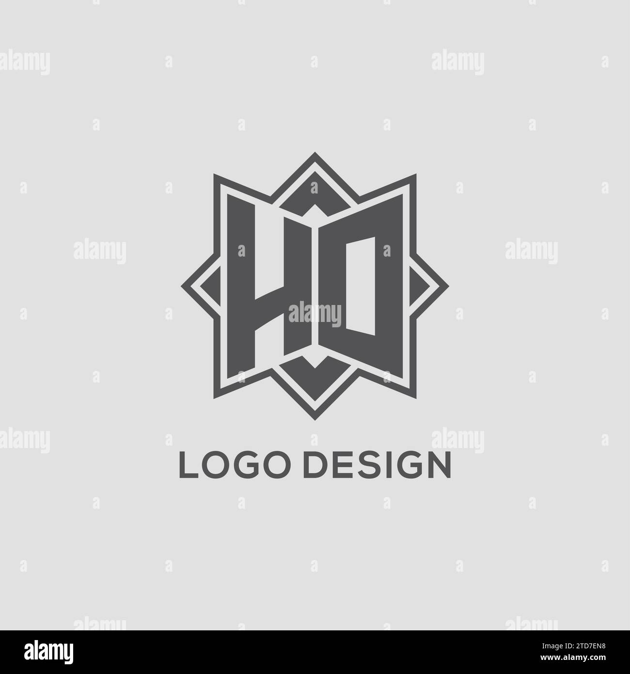 Monogram HO logo with eight point star style design vector graphic ...