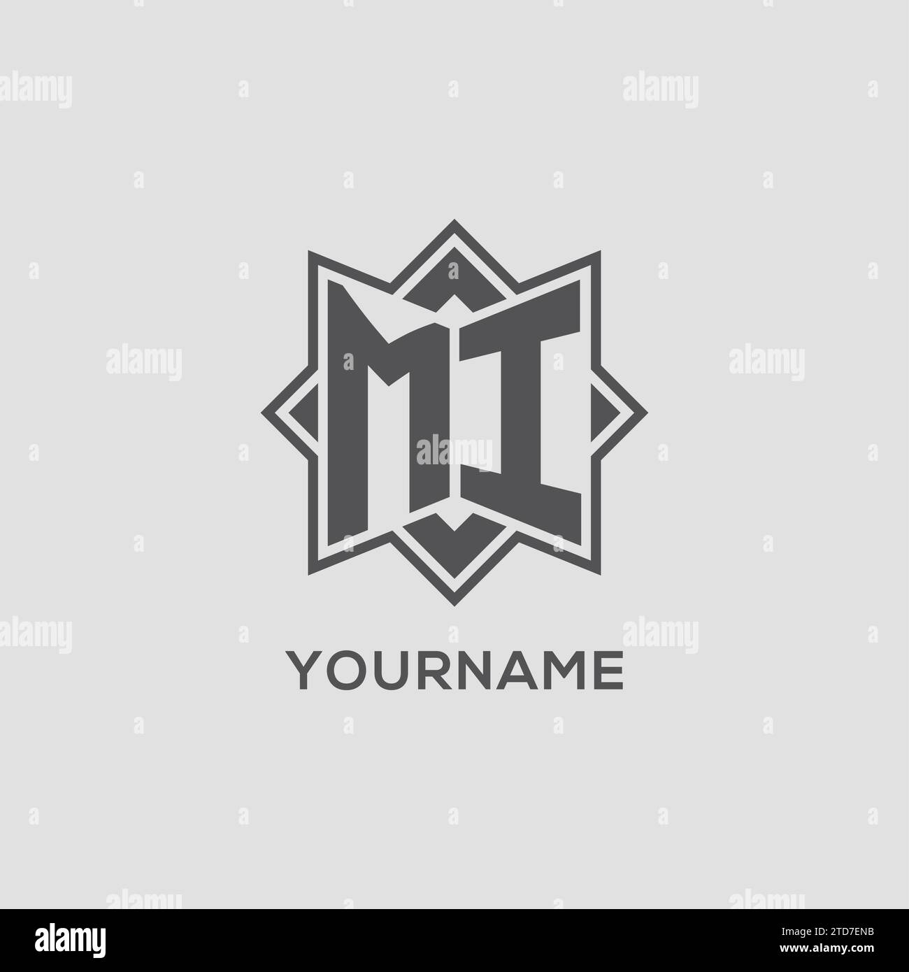 Monogram MI logo with eight point star style design vector graphic ...