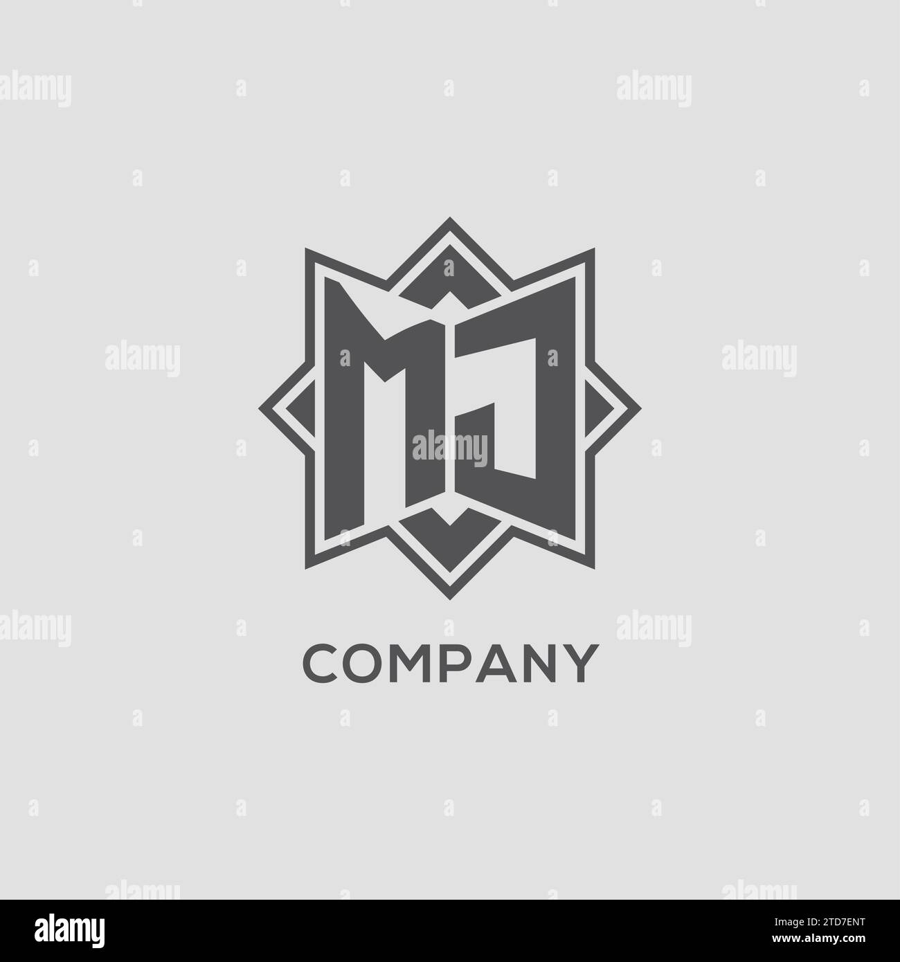 Monogram MJ logo with eight point star style design vector graphic ...