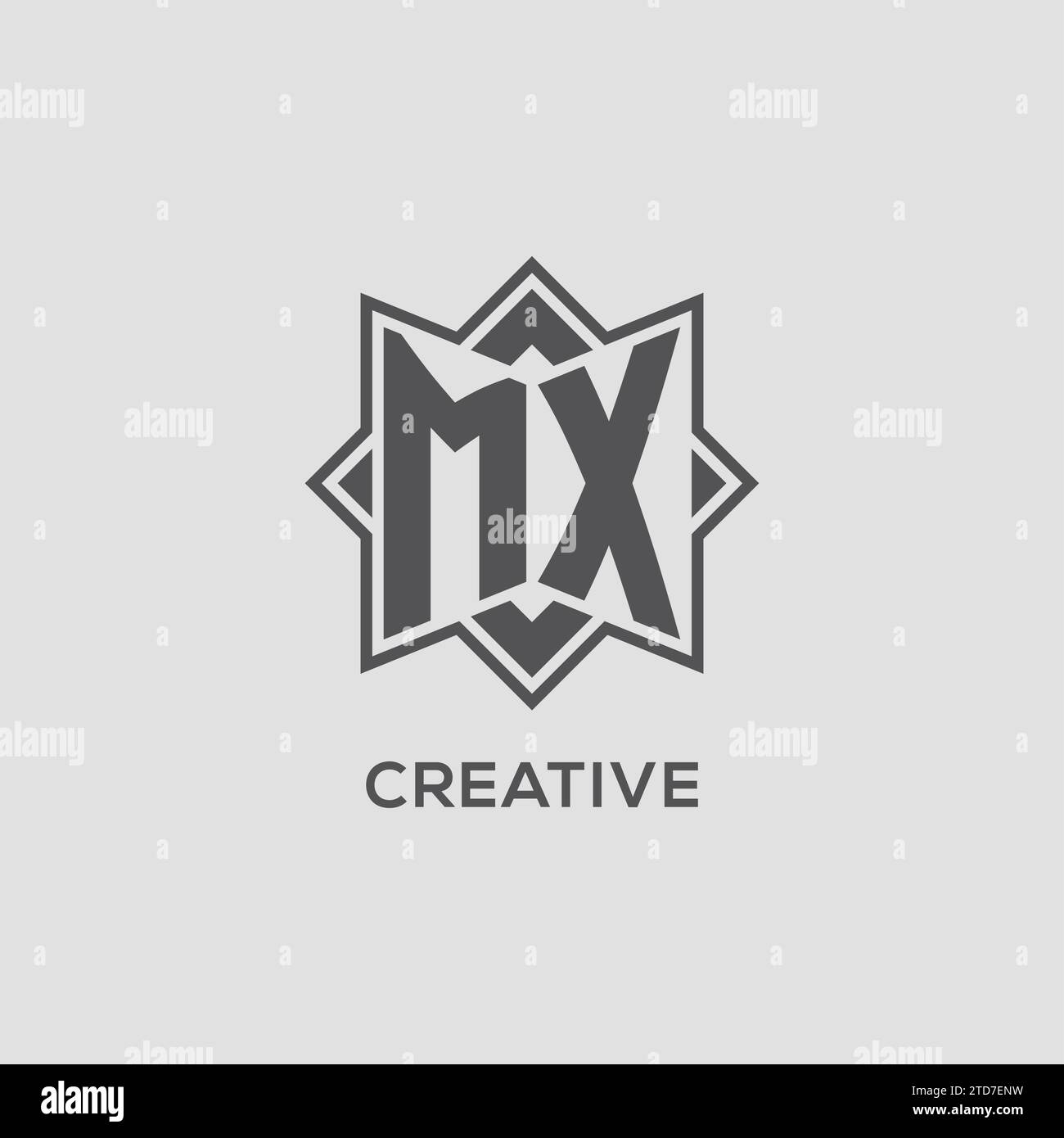 Monogram MX logo with eight point star style design vector graphic ...