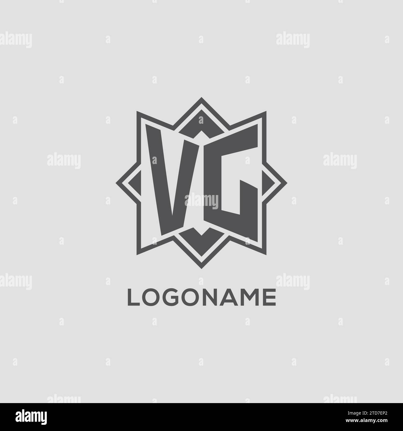 Monogram VG logo with eight point star style design vector graphic ...