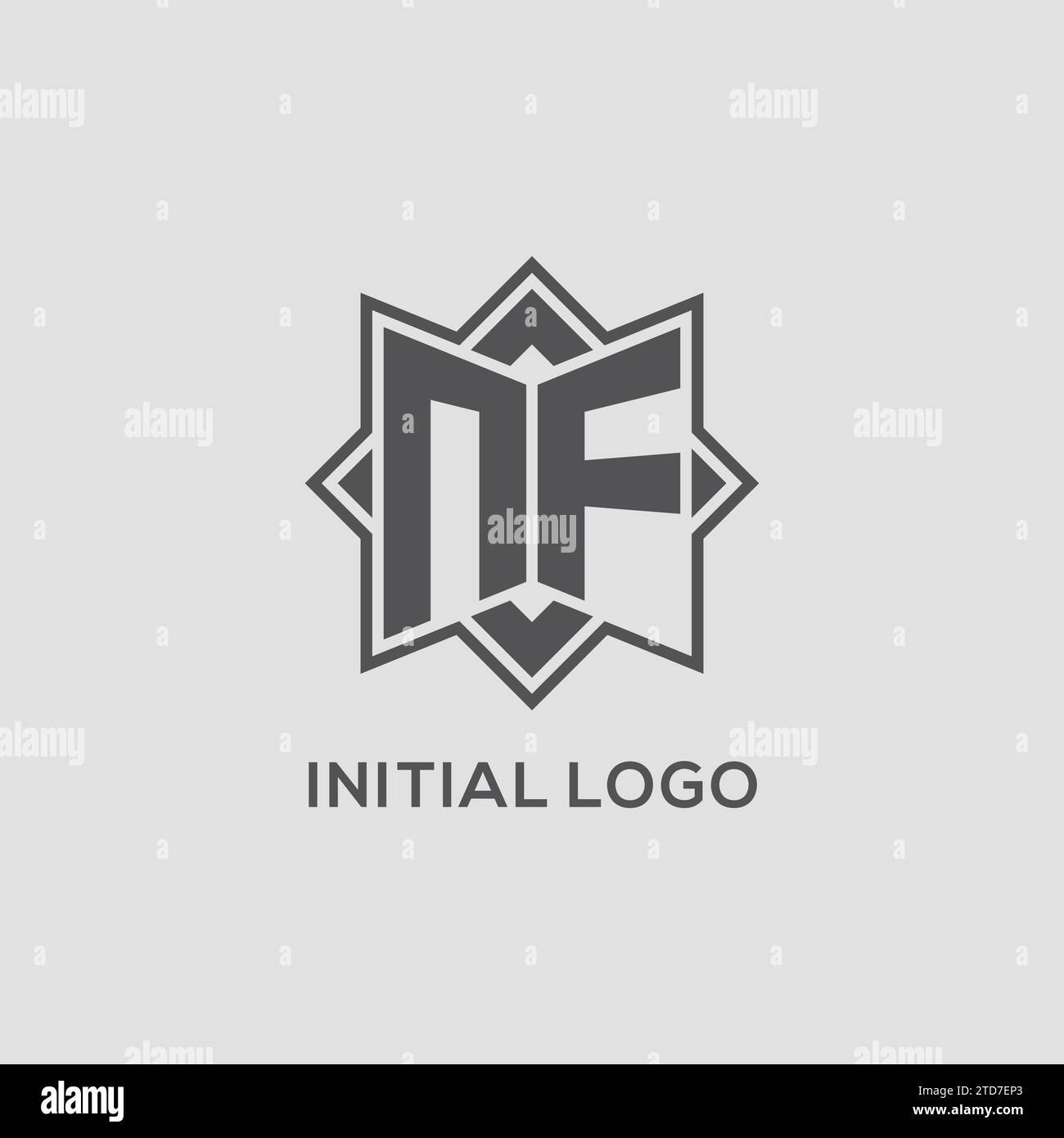 Monogram NF logo with eight point star style design vector graphic ...
