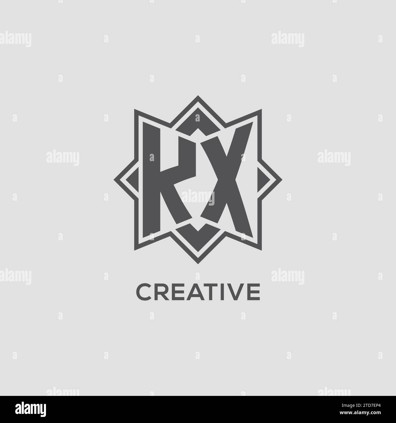 Monogram KX logo with eight point star style design vector graphic ...