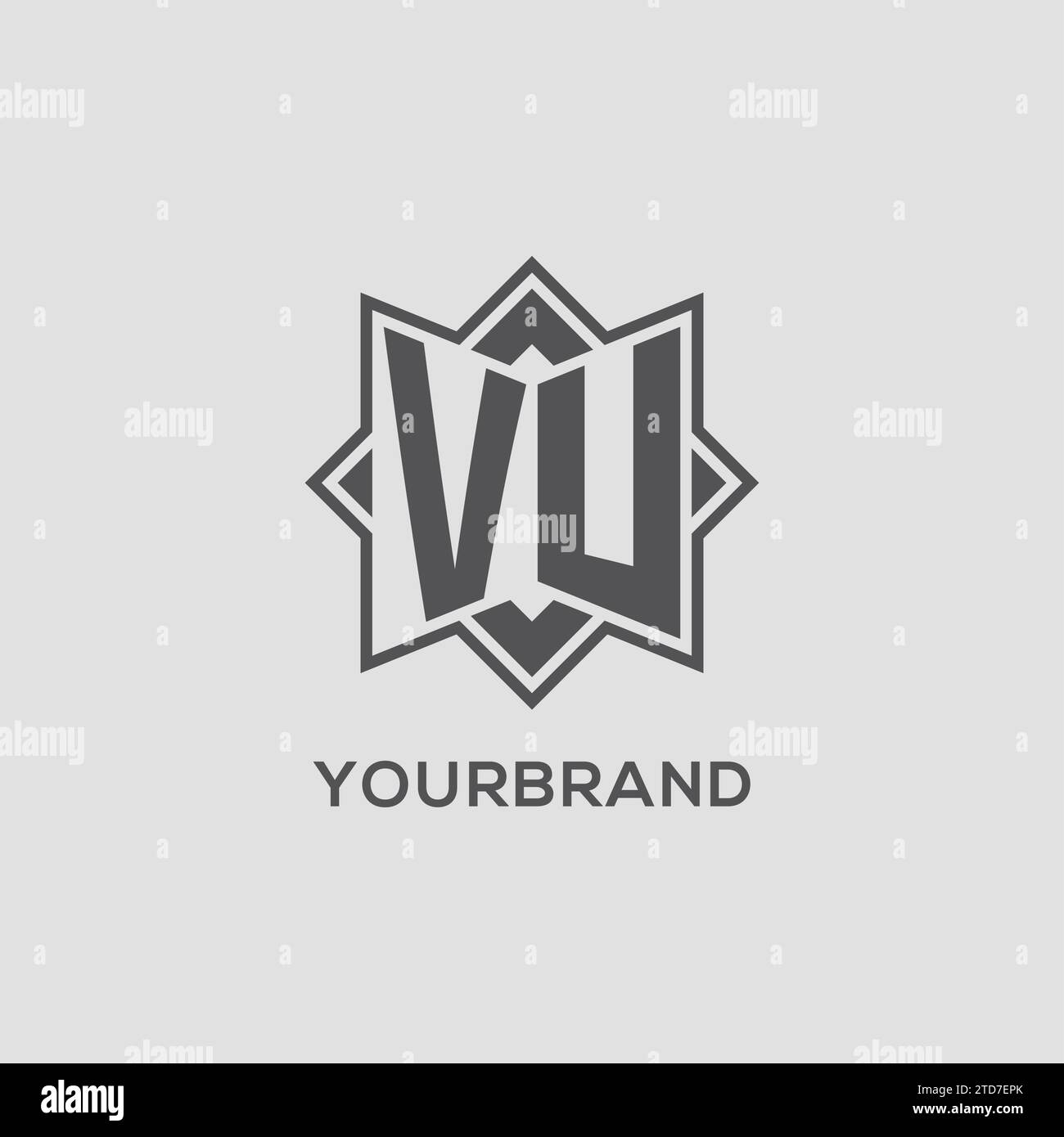 Monogram VU logo with eight point star style design vector graphic ...